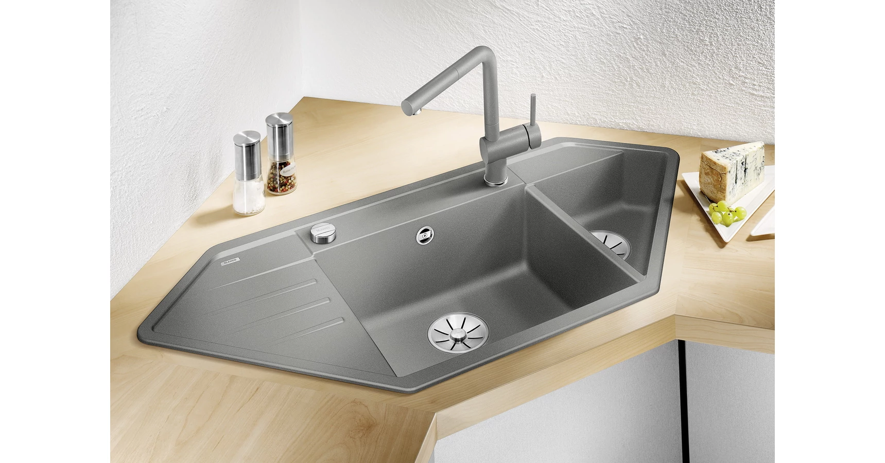 BLANCO LEXA 9 E gránit sarok mosogatótálca - excenterrel